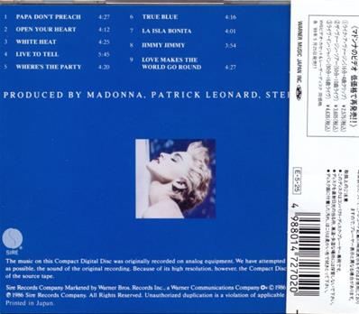TRUE BLUE / CD JAPON 1988